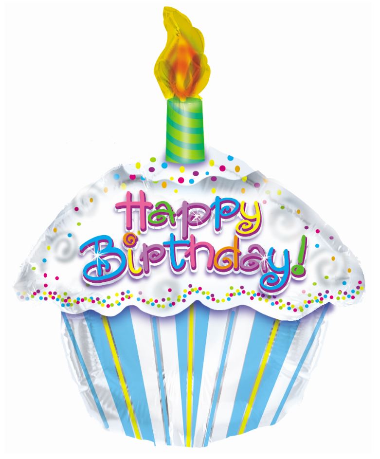 18" Happy Birthday Cupcake Balloon