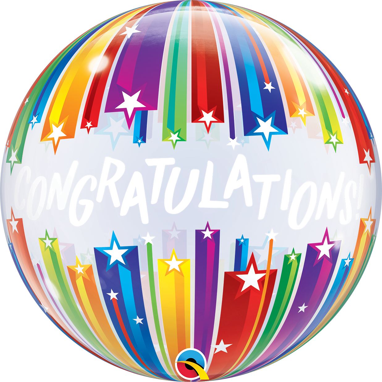 Round Congratulations Shooting Stars Bubble Balloon