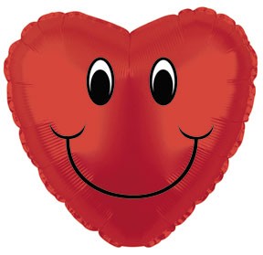 18" Red Smiley Face Heart Balloon